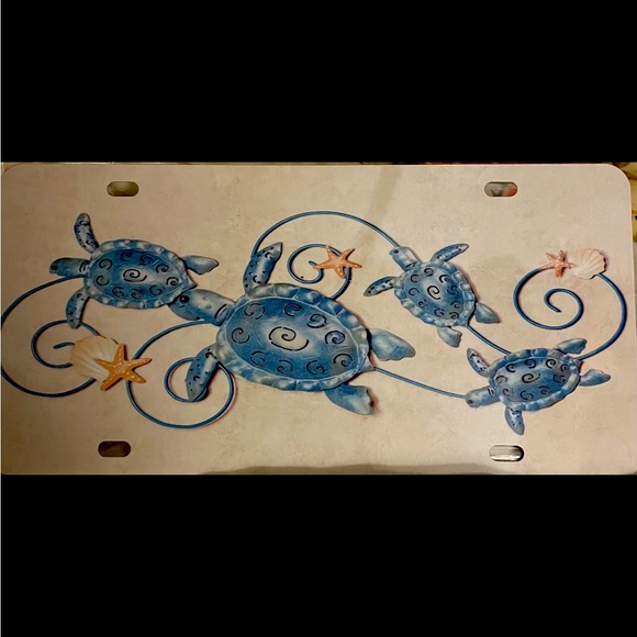 Accents | Sea Turtles Aluminum Car Tag Swimming And A Few Small Star ...